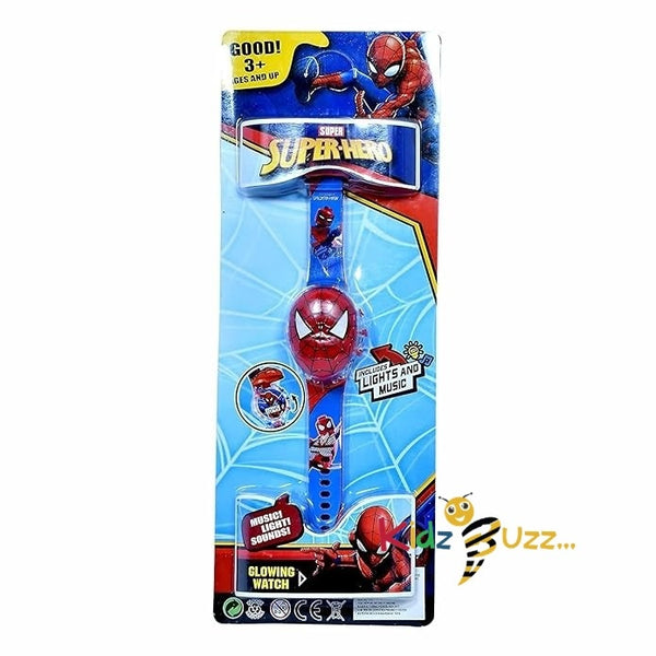 Spider Man Kids Watch with Music Multicolor 3D LED Watch Light Glowing ...