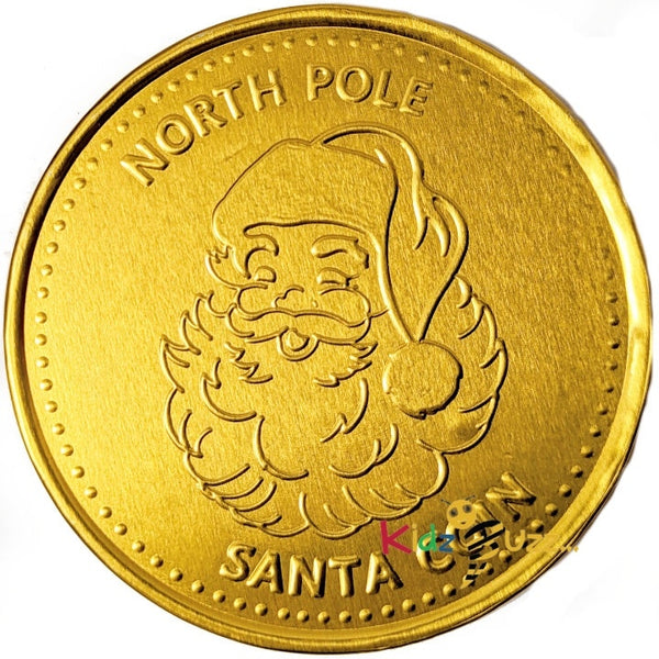 Giant Gold Christmas Santa Coin 12 cm ( 70grams ) Pack of 6 | kidzbuzzz