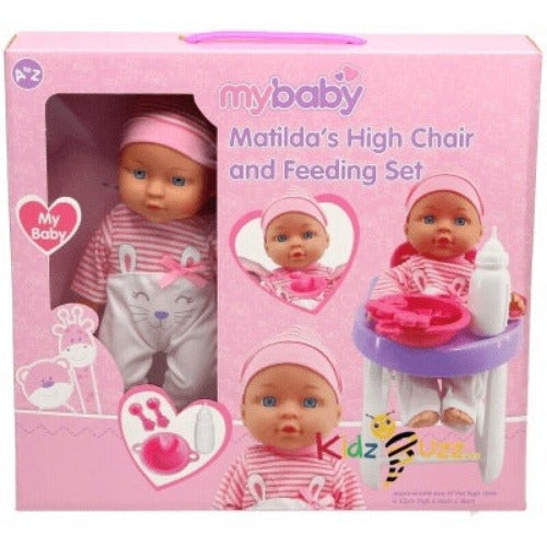 30cm Doll With High Chair and Accessories Toy For Kids | kidzbuzzz